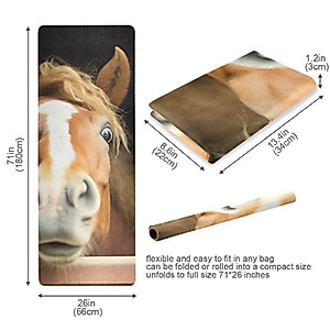GOODOLD Funny Horse Yoga Mat, 71 x 26 Inch Non-slip Yoga Mats Folding Travel Exercise Mat Indoor Outdoor Gym Pilates with Storage Bag for Women Men