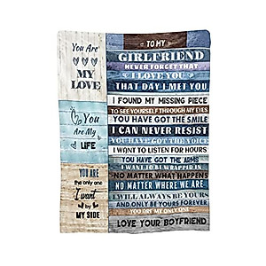 Girlfriend Gift Throw Blankets I Love You Gifts for Her, to My Girlfriend Blanket Anniversary Romantic Blanket for Bed Couch, Soft Throw Blankets for Christmas Birthday Valentines 50x60inch