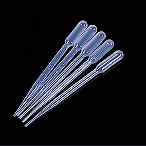 50pcs 0.5ml FWD Clear White Plastic Liquid Graduated Dropper Pasteur Transfer Pipette,Suitable for Essential Oils,Mixing Acrylic Paints& Science Laboratory (0.5ml)