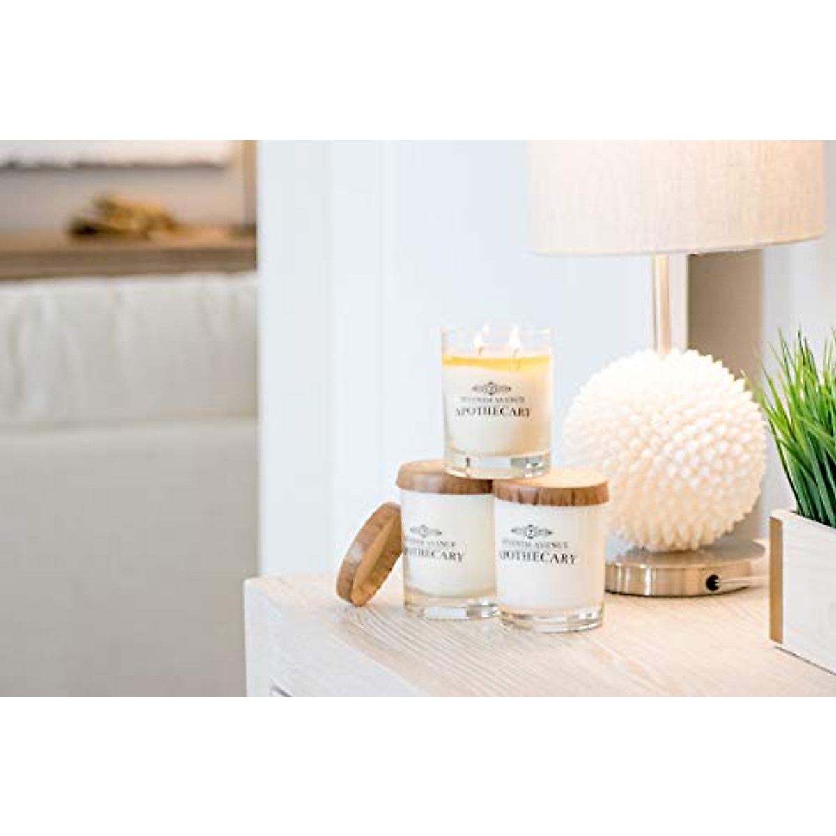 Apothecary Glass Jar Double Wick 14 Ounce Aromatherapy Soy Candle (Tobacco & Vanilla Bourbon)