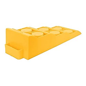 Camco Yellow Drive On Tri-Leveler, Raises Your RV Up by 3-7/8" Works on Any Tire , Has Built In Handle, Load Capacity of 3500 lbs, Durable Non Slip Surface (44573)
