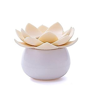 Creative Lotus Cotton Swab Holder Q-Tips Toothpicks Holder Home Decoration Cotton Bud Storage Box Organizer(Small,Beige)
