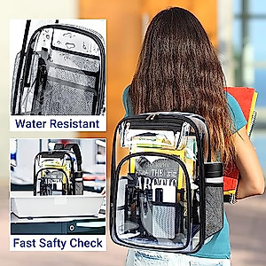Clear Backpack, XXL Large Heavy Duty PVC Transparenet Backpacks with USB Charging Port,School Clear Bookbag Stadium Approved See Through Clear Backpacks for Women Men Kids Travel Work Security College
