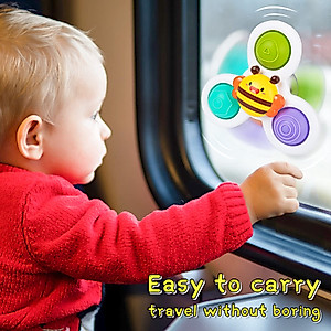 NARRIO Suction Cup Spinner Toys for 1 Year Old Boy Gifts, Spinning Top Baby Bath Toys 6-12-18 Months, 1st One Year Old Girl Christmas Birthday Gifts Travel Sensory Toys for Toddlers 1-3