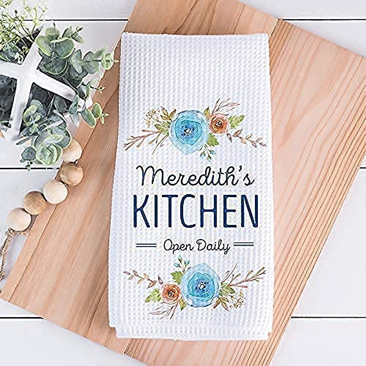 CANARY ROAD Custom Waffle Weave Dish Towel | Personalized Kitchen Towel | Housewarming Gift | Wedding Gift | Personalized Dish Towel | Housewarming Gift | Friend Birthday Gift