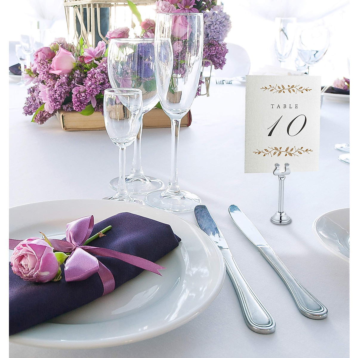 Alpine Industries 3" Harp Style Place Card Holder - Table Card Holder - Tabletop Menu Holder - Table Number Holder -Great for Restaurants, Weddings Banquets - Silver (12 Pack),495-12-CRM