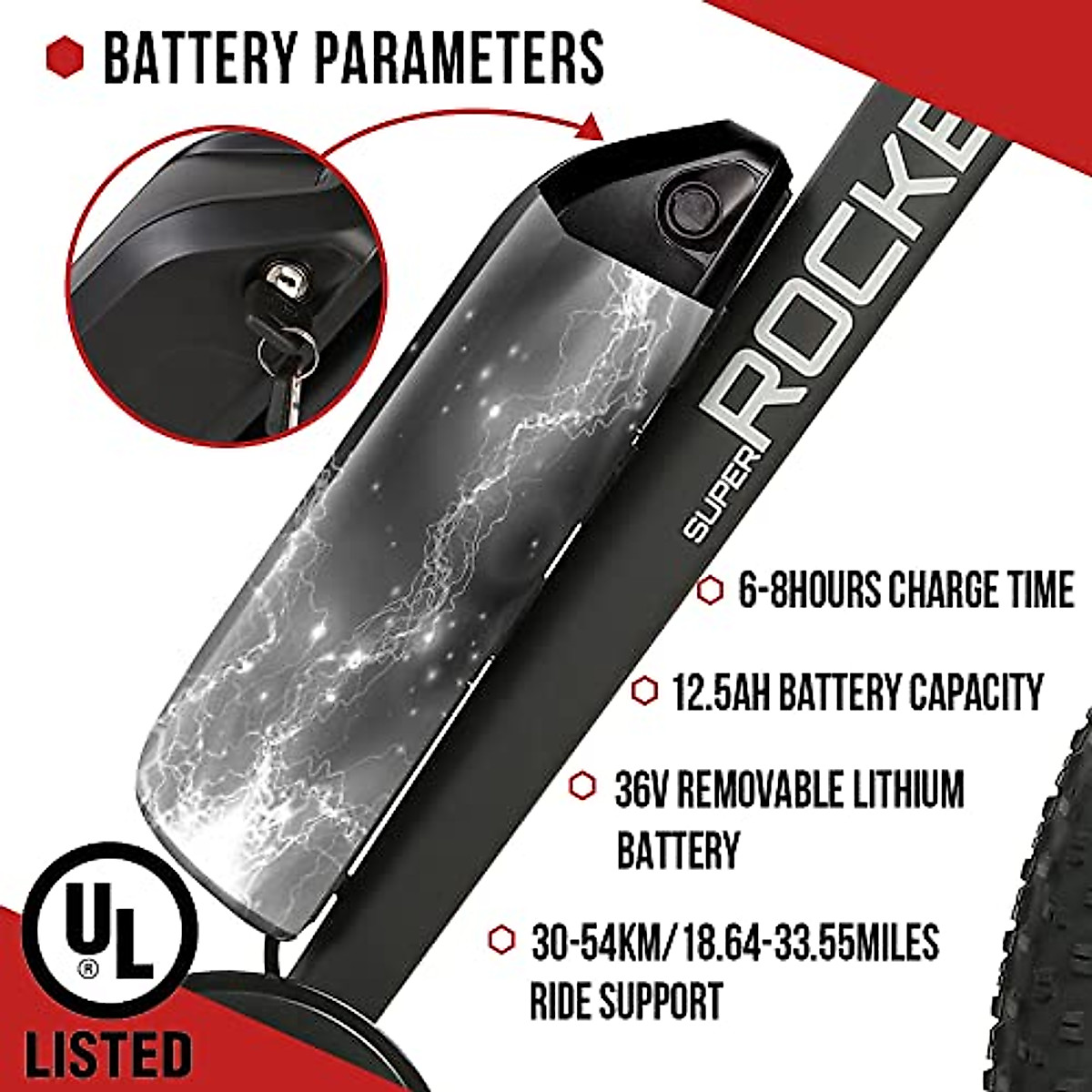 ECOTRIC 26” Fat Tire Electric Bike Powerful Adults Mountain Bicycle 500W Motor 36V/12.5AH Removable Lithium Battery Beach Snow Ebike Shock Absorption - 90% Pre Assembled