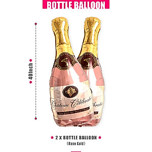 21st Birthday Party Decorations for Her Rose Gold Supplies Big Set with Birthday Banner and 21 BDay Digit Balloons for Women Including Latex and Confetti Balloons