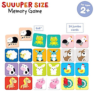 Banana Panda Suuuper Size Memory Matching Kids Game - includes 24 Extra-Large 6” x 6” Cards - Match The Animals or Use as Flashcards - for Toddlers, Boys & Girls, ages 2-4 years