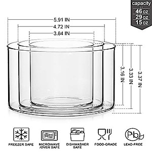 LUXU Glass Salad Bowl 46 oz,Fruit Bowl 29 oz Milk Bowl 15 oz,Set of 3 Glass Mixing Bowl All Purpose Round Serving Bowl Great for Serving Salad,Fruit,Popcorn, Dips,Condiments,Snack,Oatmeal and More