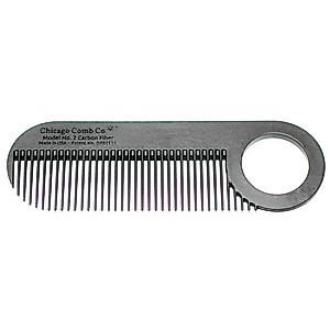 Chicago Comb Model 2 Carbon Fiber, Made in USA, Anti-static, 4 inches (10 cm) long, Fine-tooth, Pocket & Travel comb, for Thinner Hair, Beard & Mustache comb
