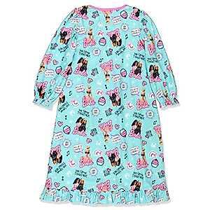 Barbie Girls Flannel Granny Gown Nightgown Pajamas (8, Turquoise)