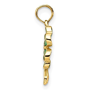 IceCarats 14K Yellow Gold 4 Leaf Lucky Clover Shamrock Flower Necklace Heart Claddagh Celtic Charm Pendant Irish Jewelry 20mm x 10mm Only