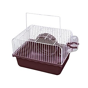 Gerbil Carrier Hamster Cage Portable Travel Rat Cage with Handle Gerbils Cages Small Animal Carry Case Pets House Habitats for Going Out Traveling (Coffee) Chinchilla Carrier