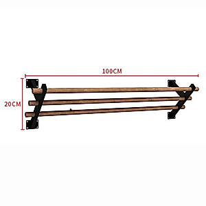 Clothing Store Display Stand Wall-Mounted Hanger, Retro Wrought Iron Solid Wood Wall Mount Display Rack Shelves, Men's Women's Children's Retail Commercial Clothing Store Garment Rack Ceiling Hanger