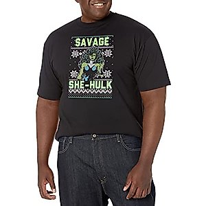 Marvel Big & Tall Classic She Hulk Sweater Men's Tops Short Sleeve Tee Shirt, Black, Large