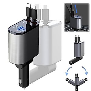 Retractable Car Charger,Retractable Car Dual USB Charger,Retractable Car Charger Fast,Dual USB Car Charger,Universal Fast Car Charger Adapter for All USB - C Phones,USB C Car Charger (1PC)