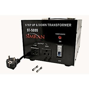 Simran ST-5000 Step Up and Down Voltage Converter Transformer 110V-/240V, 30 Amp Both for 110 and 220 Volt Countries, 5000 Watt