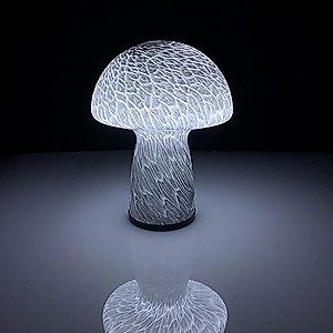 MKolour Mushroom Bedside Table Lamps - Glass LED Bedside Night Lamps, Vintage Small Table Lamps for Bedroom,Living Room,Nightstand,Study (Black)