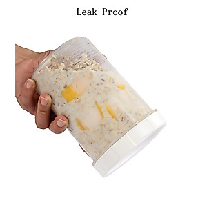 TIAN CHEN Overnight Oats Containers with Lids, 4 pcs, 22oz/30oz Airtight Deli Storage Round Jars, Leak Proof Twist Top Cereal Cups on the Go, Reusable, BPA Free (2pcs22oz,2pcs 30oz) White