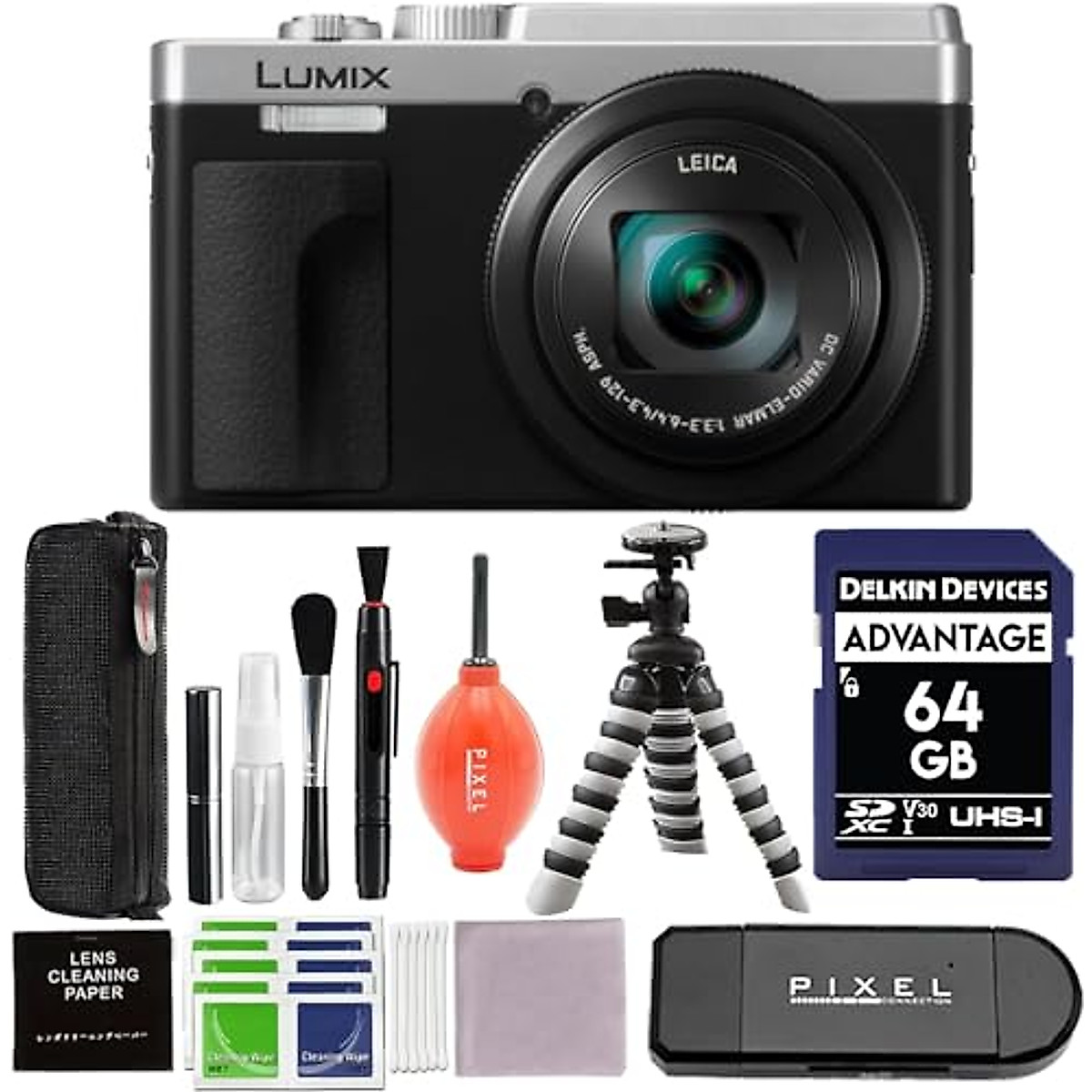 Panasonic Lumix DC-ZS80 Digital Camera (Silver) with Advanced Accessories and Travel Bundle | DC-ZS80DK | panasonic lumix zs80