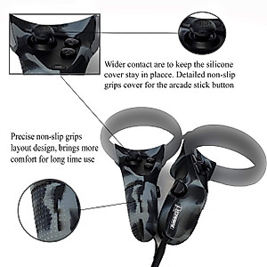 Limited Version | Sweat Resistant Silicone Facial Interface Cover and Protective Touch Controller Accessories for Oculus Quest VR Gaming Headset (Dark Grey Camo) NOT FIT Oculus Quest 2