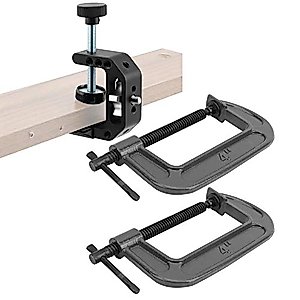 G‑Type Fixed Clamp, High Hardness Clip Body T‑shaped Labor‑saving Rotating Handle 2Pcs Strength C Clamp for Industrial