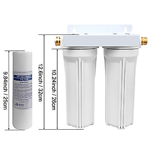 OKBA External RV Dual Water Filter System for RVs Boats Motor Homes Marines,Included Two Fliters and Mounting Bracket