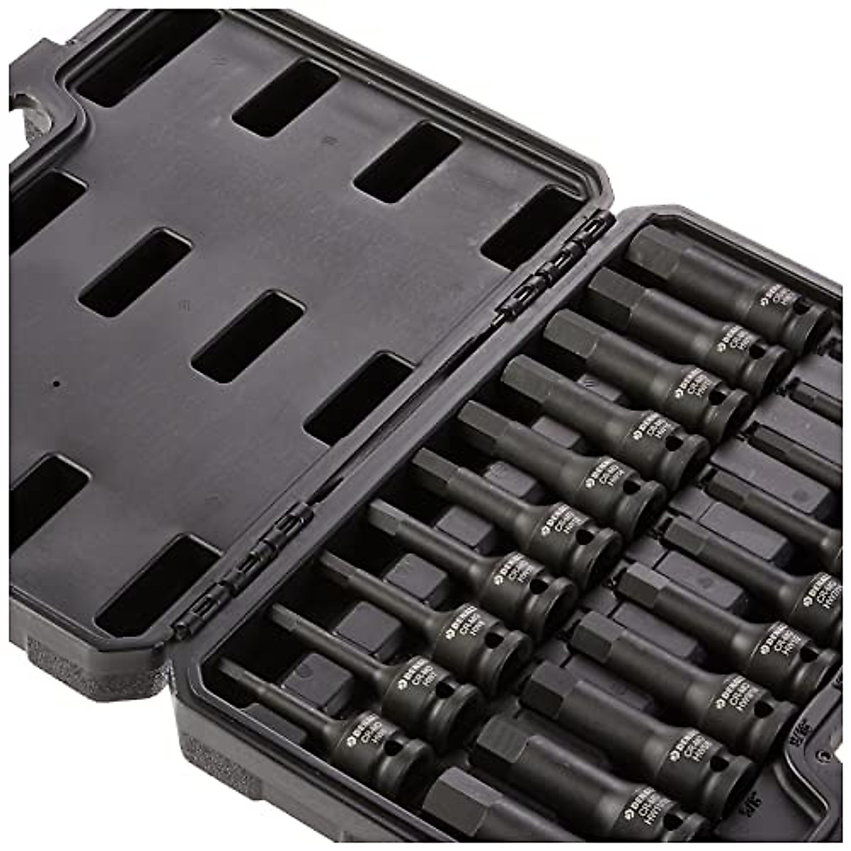 Amazon Brand - Denali 20-Piece 1/2-Inch Drive Impact Hex Driver Set with, SAE/Metric Size Carrying Case