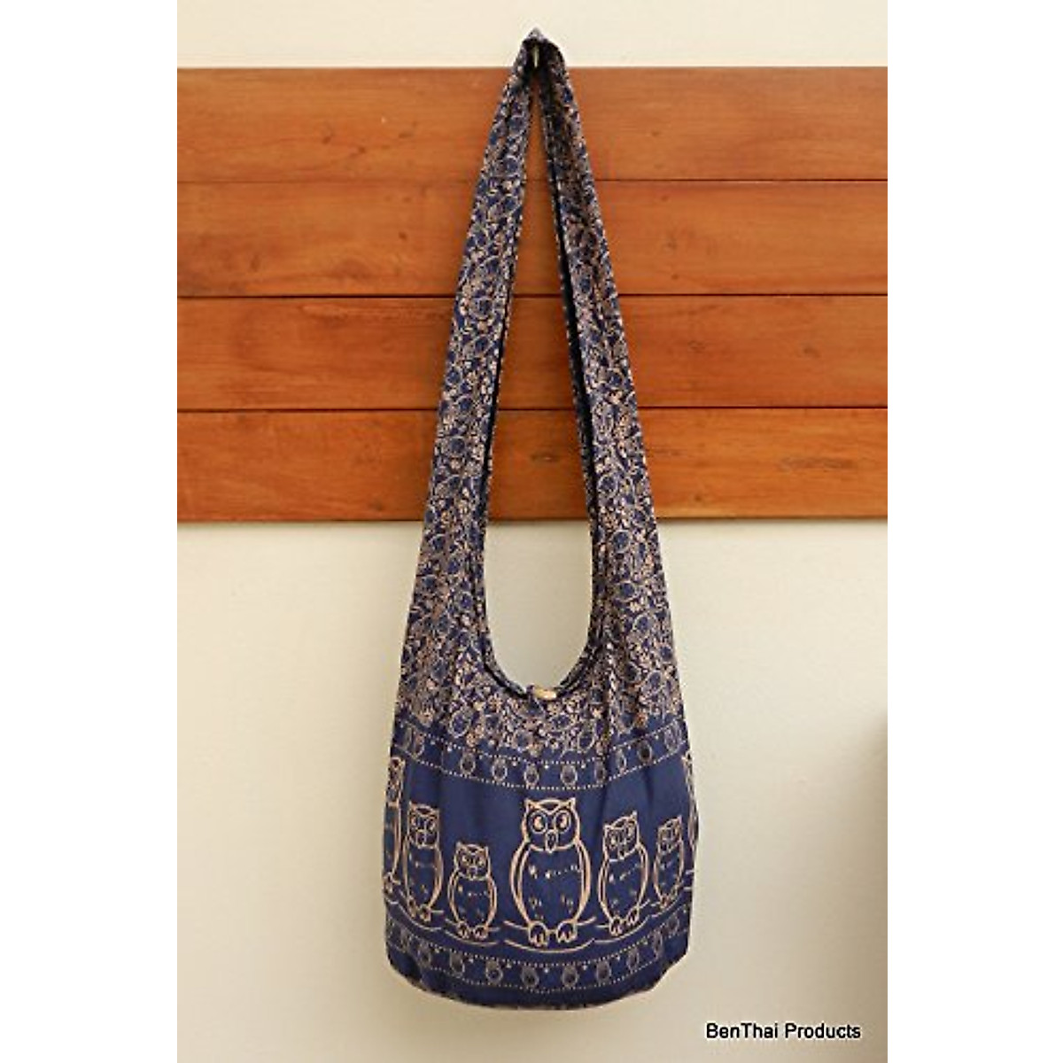 BTP! Owl Hippie Boho Sling Cross body Bag Shoulder Messenger Purse Large (Dark Blue OF9)