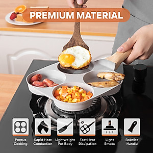 WonLynn Granite Egg Pan, 4-Cup Nonstick Omelet Pan,Lightweight and Easy to Clean Frying Pan for Breakdast and Pancake,Suitable for Gas Stove and Induction Cookers