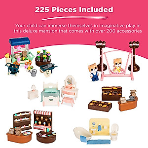 Best Choice Products Deluxe Cottage Dollhouse Town Mansion Playset Gift Set Pretend Play Toy with 225 Accessories and Tiny Critters for Kids