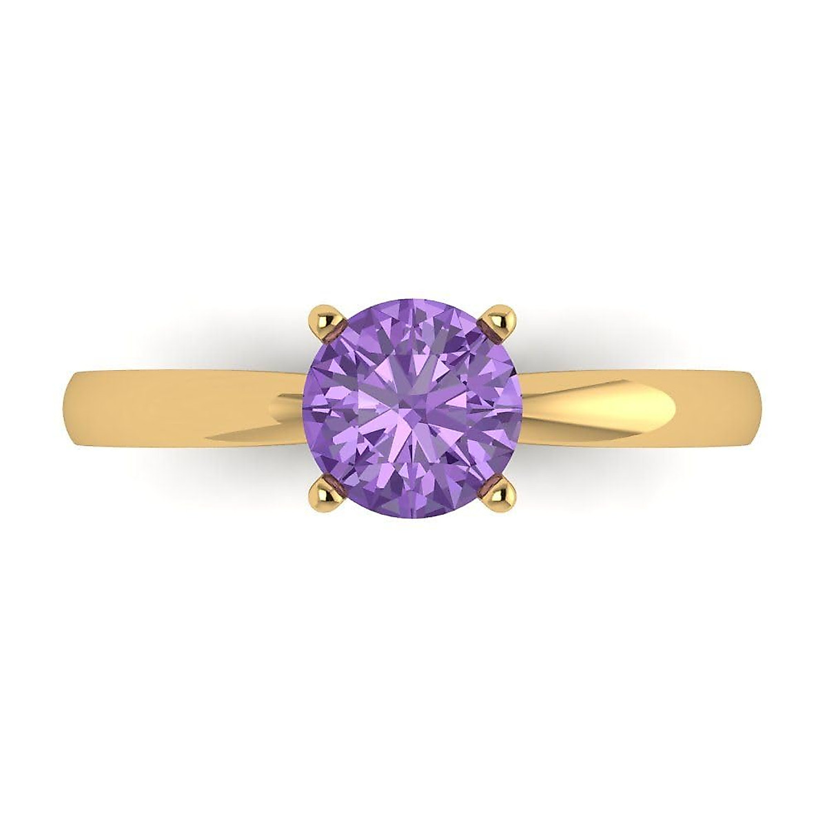 Clara Pucci 0.95 ct Round Cut Solitaire Simulated Alexandrite Proposal Wedding Bridal Designer Anniversary Ring in 14k Yellow Gold 6