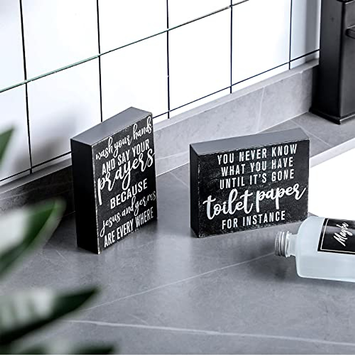 2 PCS Bathroom Decor Classic Box Sign Funny Bathroom Farmhouse Decor Modern Rustic Home Decor Humor Toilet Box Plaque Restroom Wooden Decoration You Never Know What You Have Until It's Gone 5 X 4 INCH