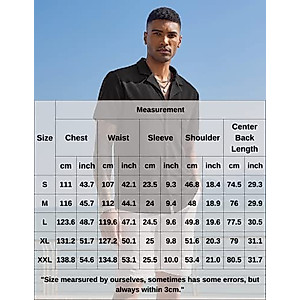 COOFANDY Men's Button Down Cuban Short Sleeve Shirts Textured Crochet Camp Black Shirts