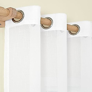 BGment White Sheer Curtains 63 Inch Length 2 Panels for Living Room Bedroom, Linen Semi Sheer Light Filtering Window Curtains with Grommet, 2 Panels, Each 52 x 63 Inch, White