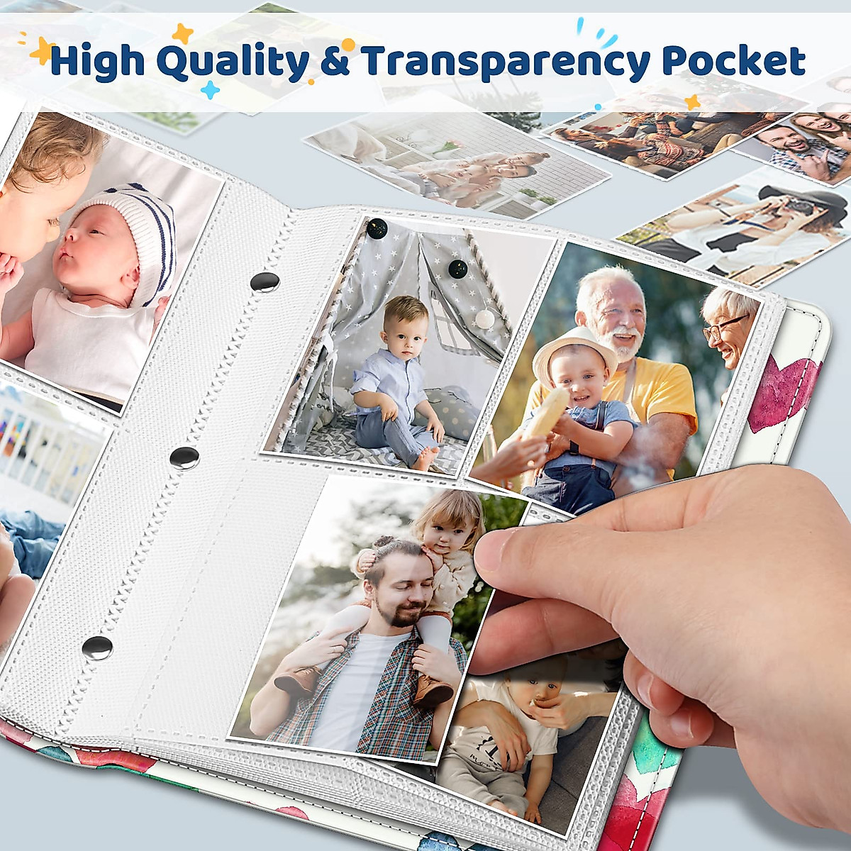 Fintie Mini Photo Album for 3-Inch Film - Photo Album for Fujifilm Instax Mini 12/11/Mini 40/Mini EVO/LiPlay/Mini Link Printer, Canon Ivy CLIQ, Kodak Instant Print Camera, 256 Pockets, Raining Hearts