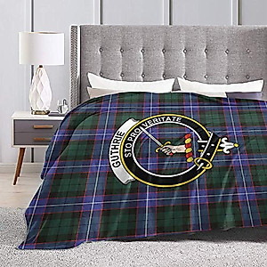 Jun2K Ultra-Soft Micro Fleece Blanket,Guthrie Tartan Clan Badge Throw Blanket Sheet 80"x60"