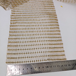 60X90cm Gold Shiny Stretch Crystal Rhinestone Fishnet One Yard Mesh Sheer Cutout Fabric 2023 Ins Popular Designer DIY Dress Mask Decoration (Gold (1 Yard))