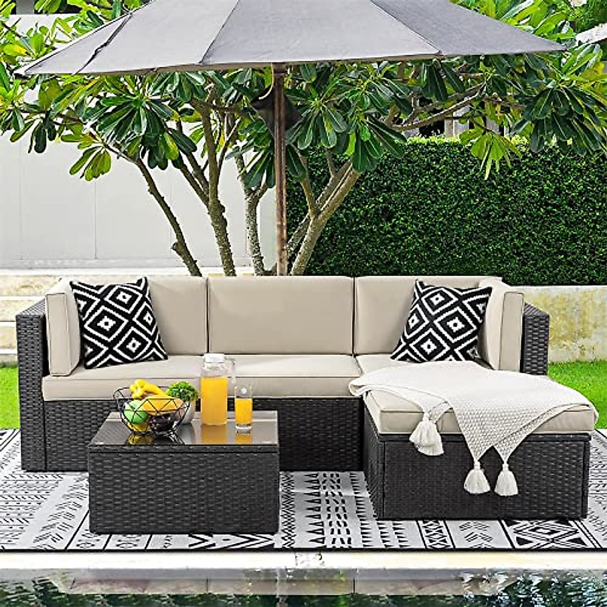 Adabana Outdoor Waterproof Boho Pillow Covers 18x18 Decorative Black and White Outdoor Throw Pillows Cover for Patio Furniture Pack of 2