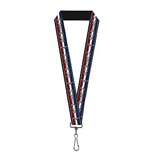 Buckle-Down womens Lanyard - 1.0" Mustang/Text W/Tri-bar Stripe Key Chain, Multicolor, One Size US
