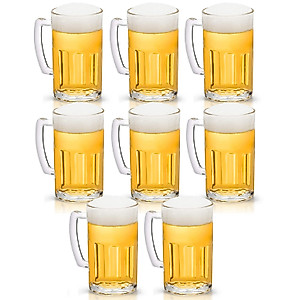 COKTIK 8 Pack Heavy Large Beer Glasses with Handle - 20 Ounce Glass Steins, Classic Beer Mug glasses Set