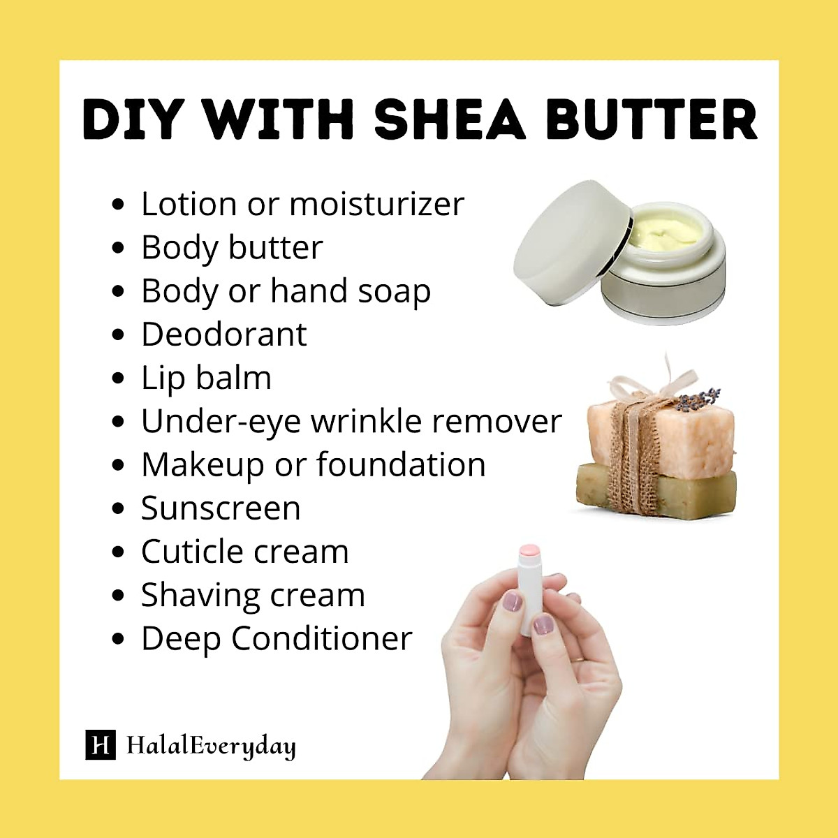 HalalEveryDay Raw Unrefined Grade A Soft and Smooth Yellow African Shea Butter from Ghana - Amazing quality and consistency - comes in a 16 oz Jar - Total weight approximately 14 oz