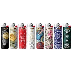 BIC Pocket Lighter, Special Edition Bohemian Collection, Assorted Unique Lighter Designs, 8 Count Pack of Lighters