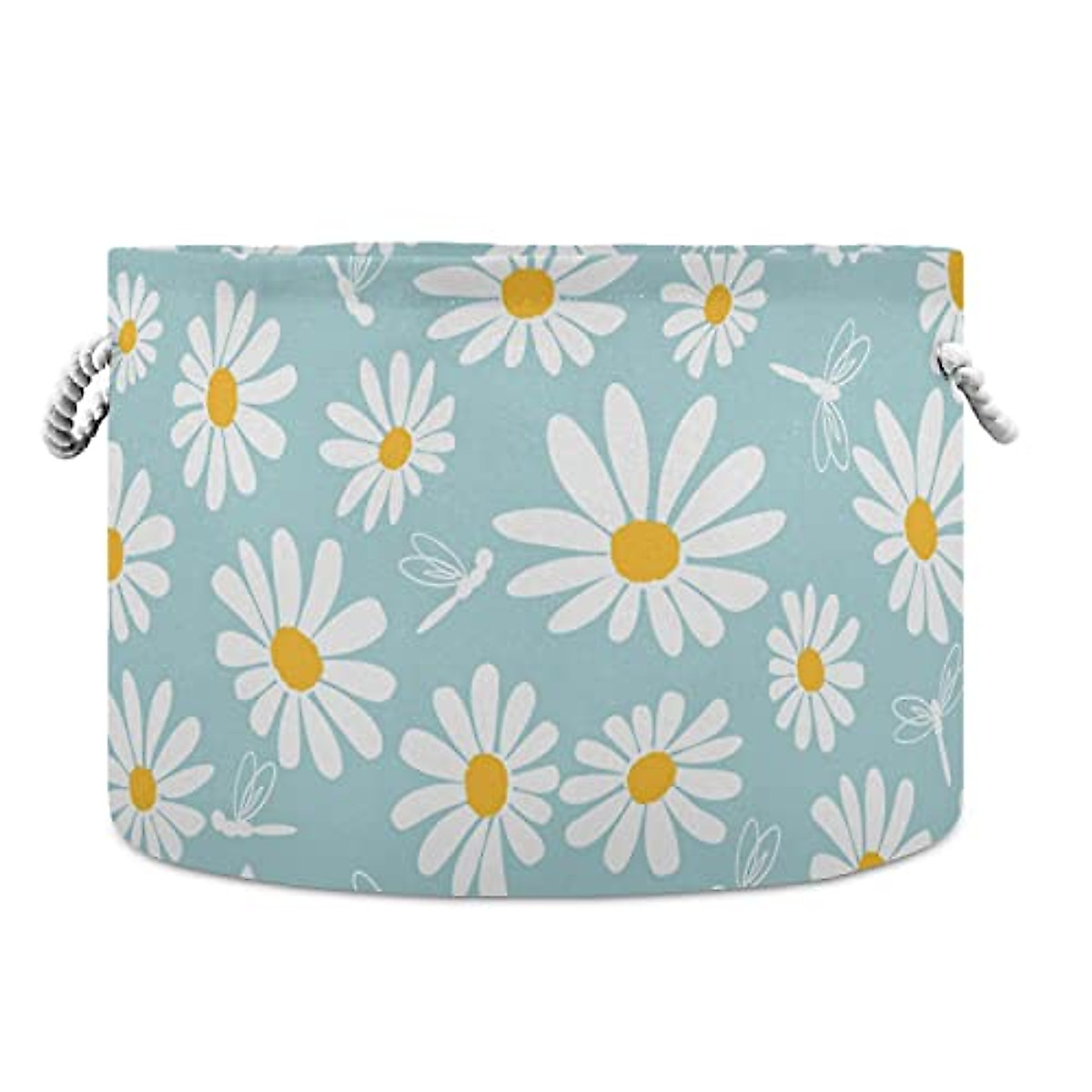 xigua Cotton Rope Basket Small White Daisies Baby Laundry Basket Blanket Kids Toy Storage Basket Glove Box