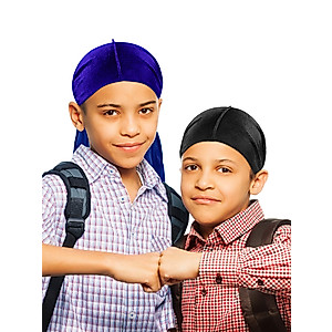 8 Pieces Velvet Baby Durags Kids Durag Caps 360 Wave Wide Strap Headwraps Long Tail Turban Beanies for Boys Girls