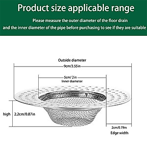 Bathtub Drain Hair Catcher, Fast Drain Shower Drain Hair Catcher, Stainless Steel Drain Protector for Bathroom Pop-up Drain, Kitchen and General Drain (4 PCS，Outer Diameter 3.55in/Inner Diameter 2in)