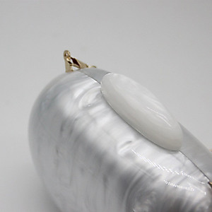 Dirmmis Fashion Women Acrylic Cute Round Marble White Pearl Party Evening Bags Luxury Prom Handbags Casual Clutch