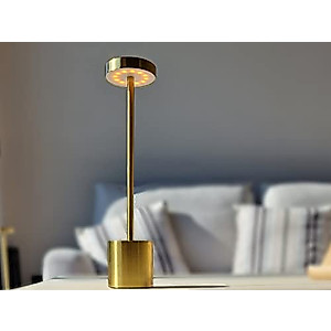 ZENDEU Cordless Led Table Lamp, Modern European Romantic 3-Level Touch Dimming Desk Light, Rechargeable, Portable and Touch Sensor. Lamps for Living Room, Lamps for Restaurants (Gold)