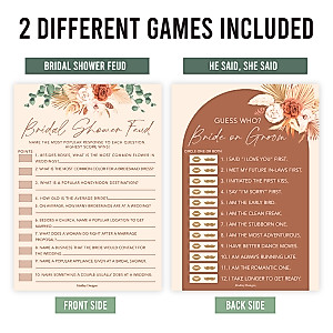 Hadley Designs 20 Boho Bridal Shower Games For 20 Guests - Couples Wedding Shower Games, Bridal Games, He Said She Said Bridal Shower Games, Bridal Shower Family Feud Game